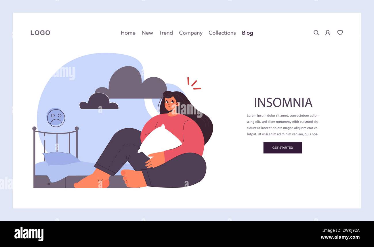 Post traumatic stress disorder web banner or landing page. Woman ...