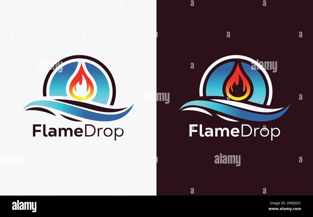 Minimalist Fire Flame drop logo design vector template. Modern colorful ...