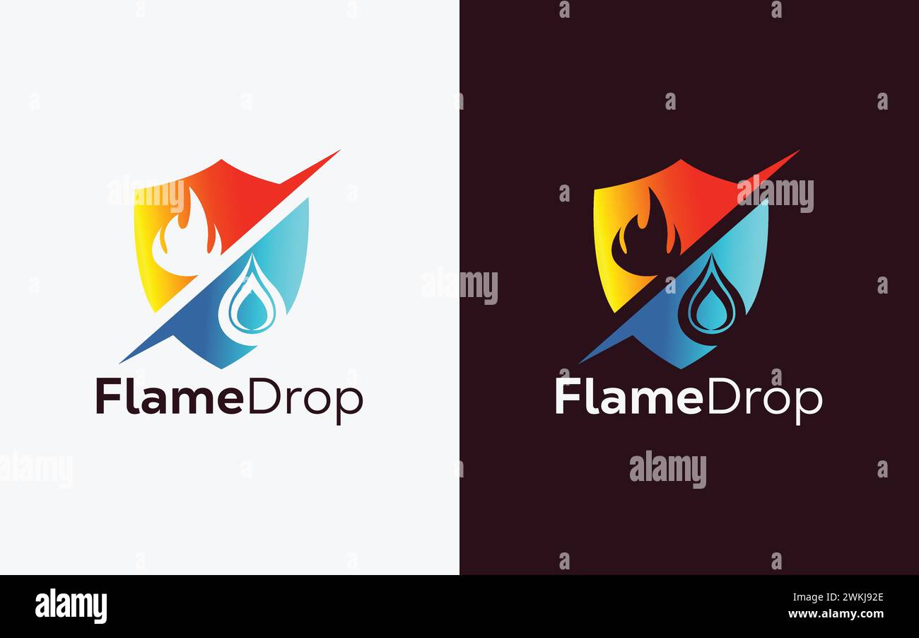 Minimalist Fire Flame drop logo design vector template. Modern colorful ...