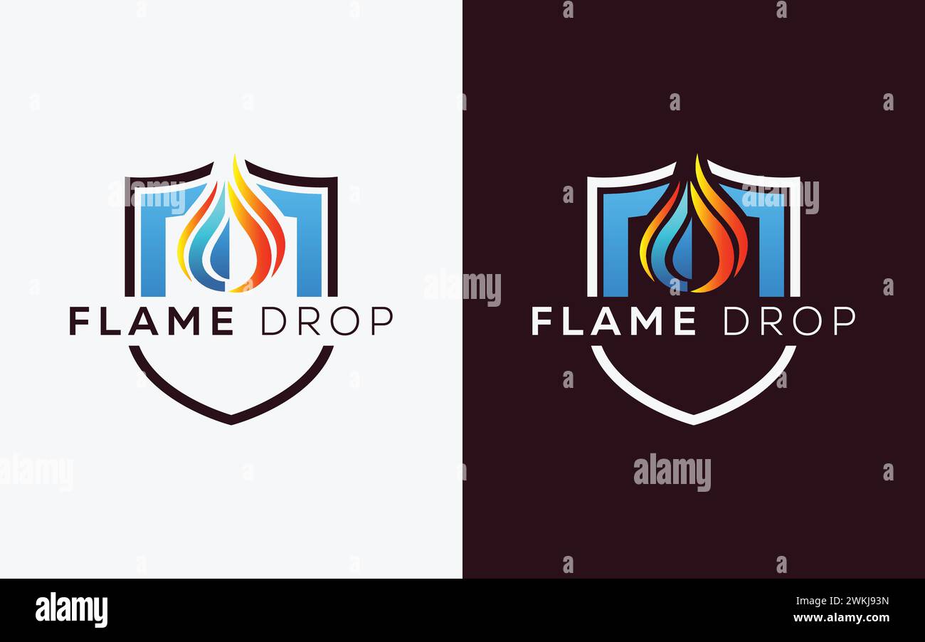 Minimalist Fire Flame drop logo design vector template. Modern colorful ...