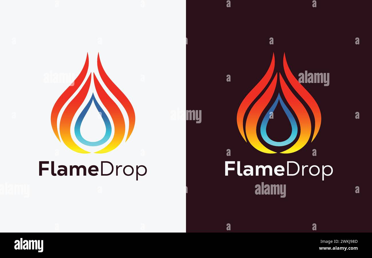 Minimalist Fire Flame drop logo design vector template. Modern colorful ...