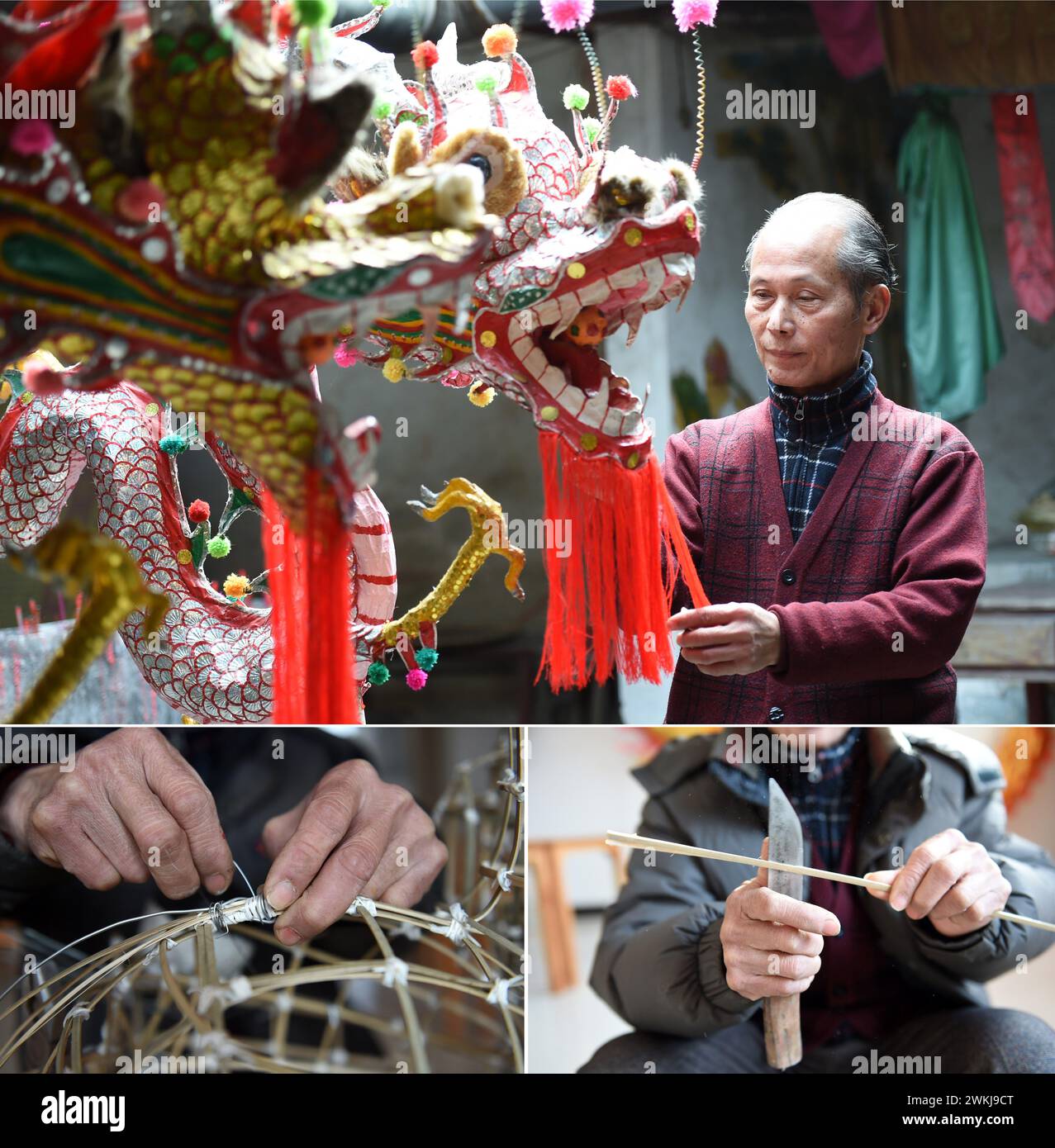 (240221) -- BINYANG, Feb. 21, 2024 (Xinhua) -- This combo photo shows ...