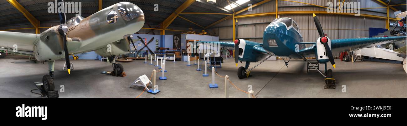 Displays of aircraft, weapons and ancillary equipment inside museum ...