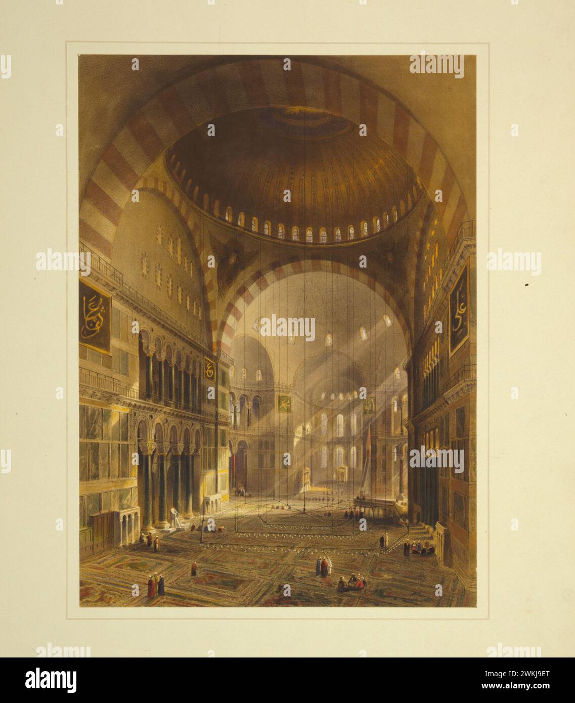 Istanbul, Turkey 1850s. Hagia Sophia Mosque drawings showing the ...