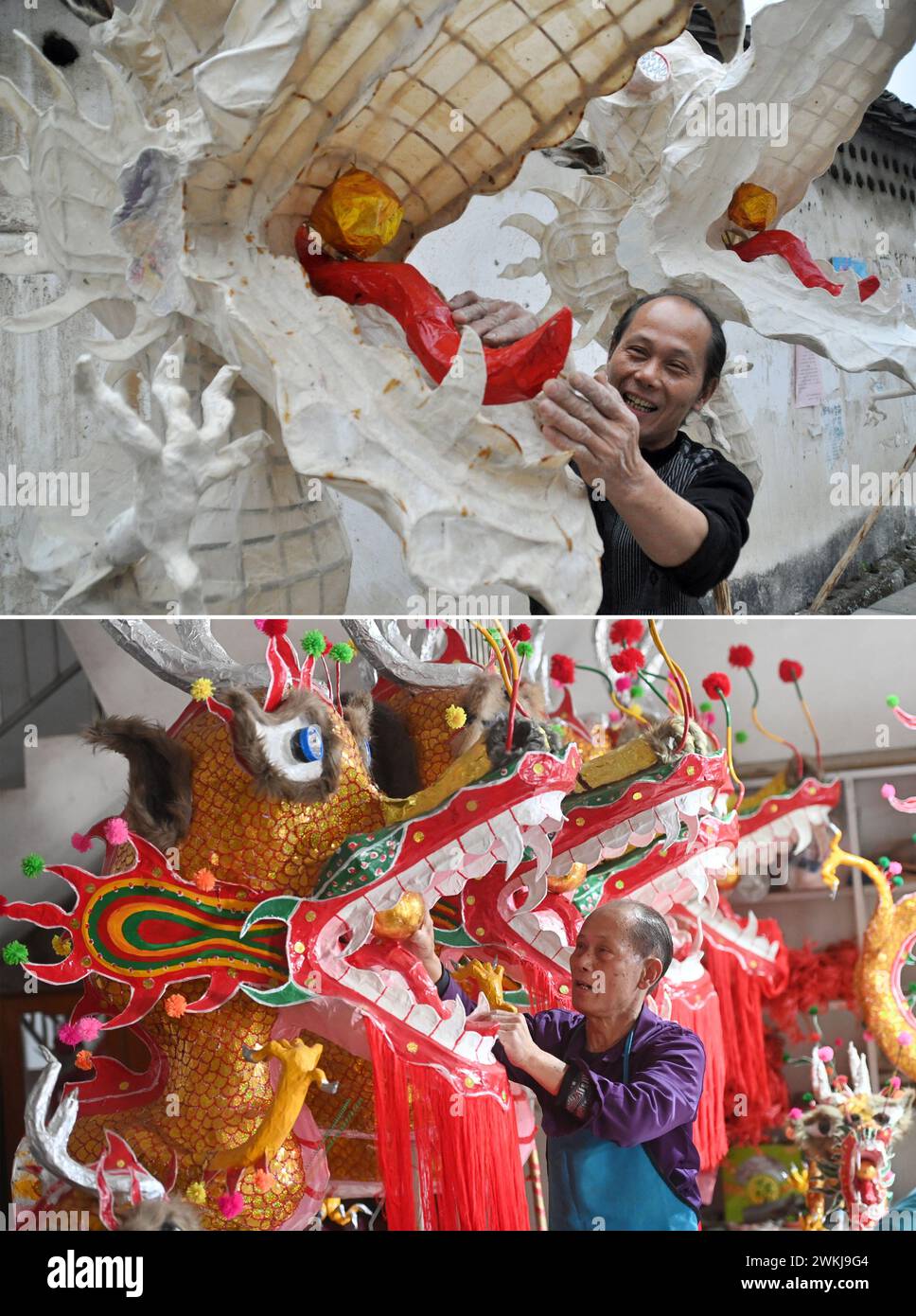 (240221) -- BINYANG, Feb. 21, 2024 (Xinhua) -- This combo photo shows ...
