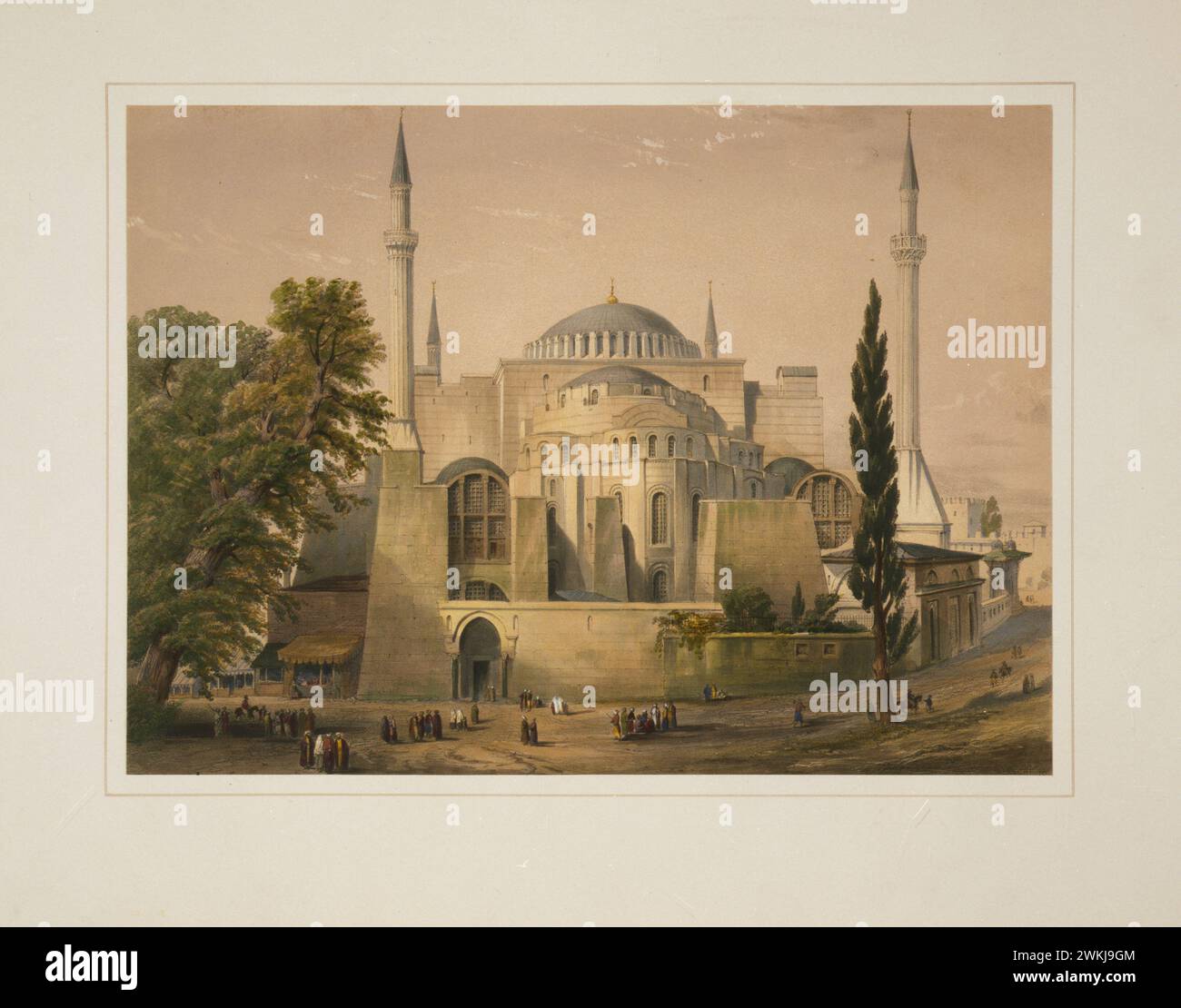 Istanbul, Turkey 1850s. Hagia Sophia Mosque drawings showing the ...