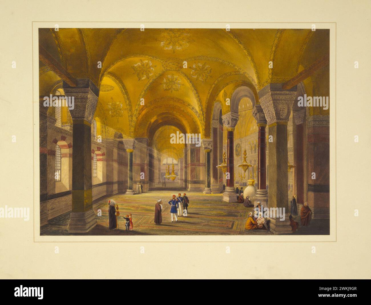 Istanbul, Turkey 1850s. Hagia Sophia Mosque drawings showing the ...
