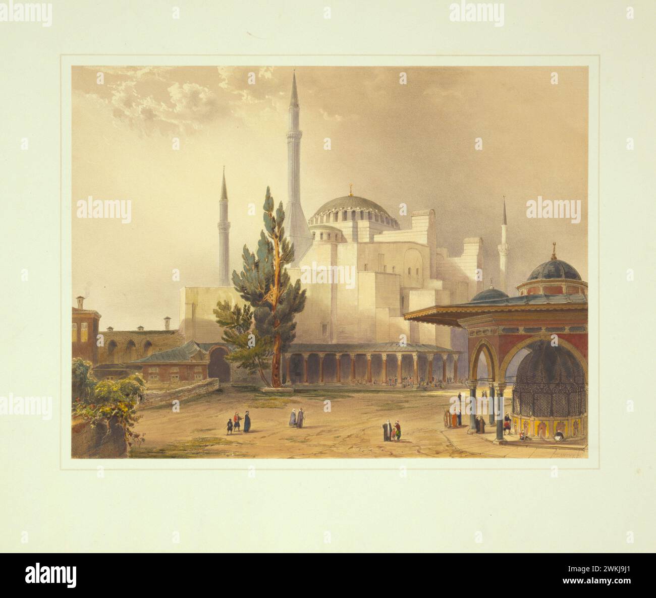 Istanbul, Turkey 1850s. Hagia Sophia Mosque drawings showing the ...