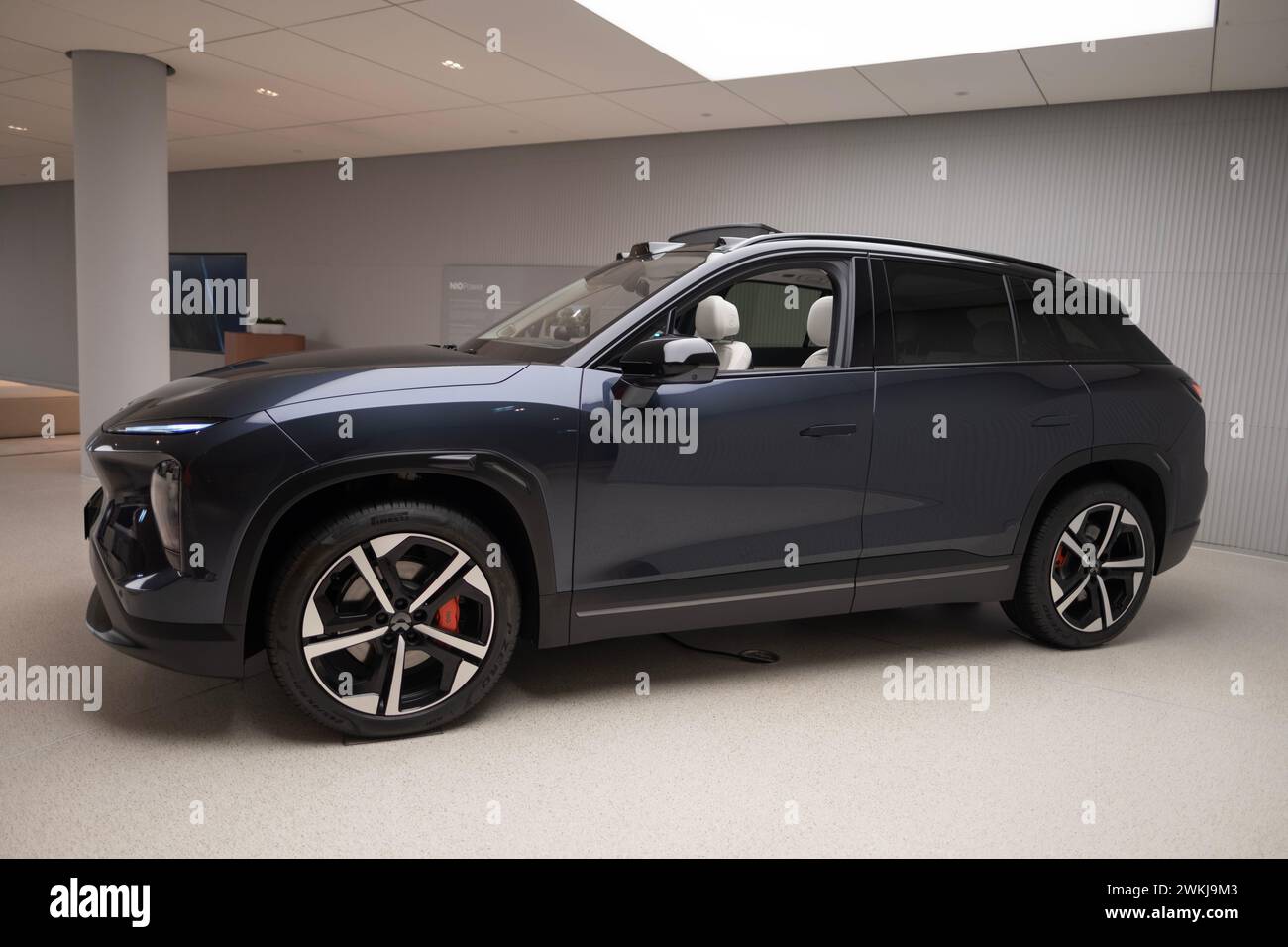 new NIO EL7 Electric Car, SUV Chinese brand Nio company in showroom, EV ...