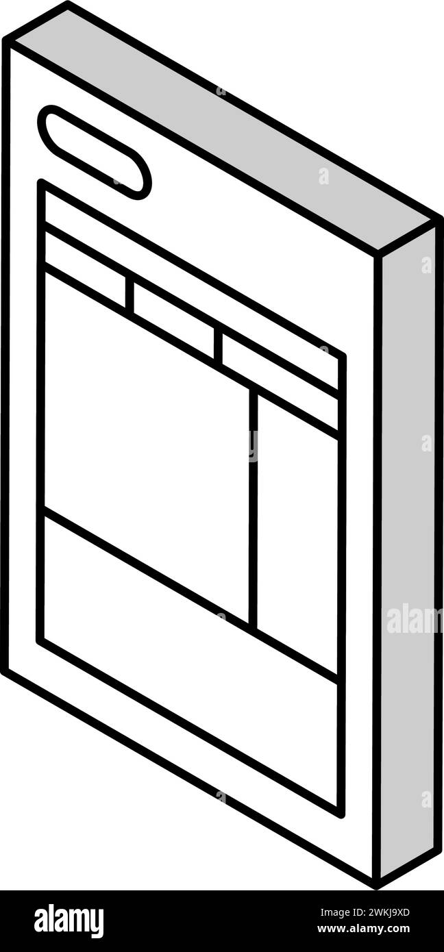 Paper list isometric icon Black and White Stock Photos & Images - Alamy