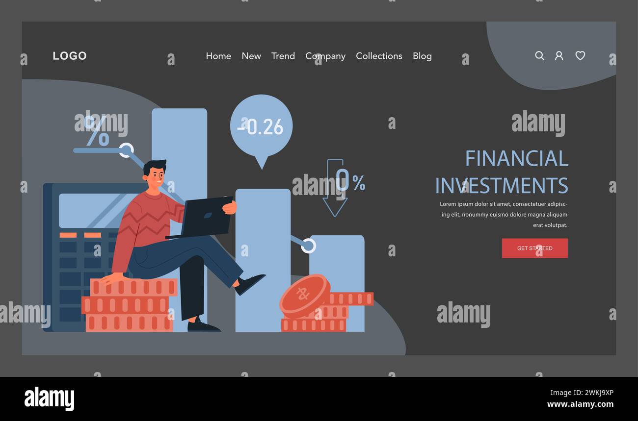 Financial planning web banner or landing page dark or night mode ...
