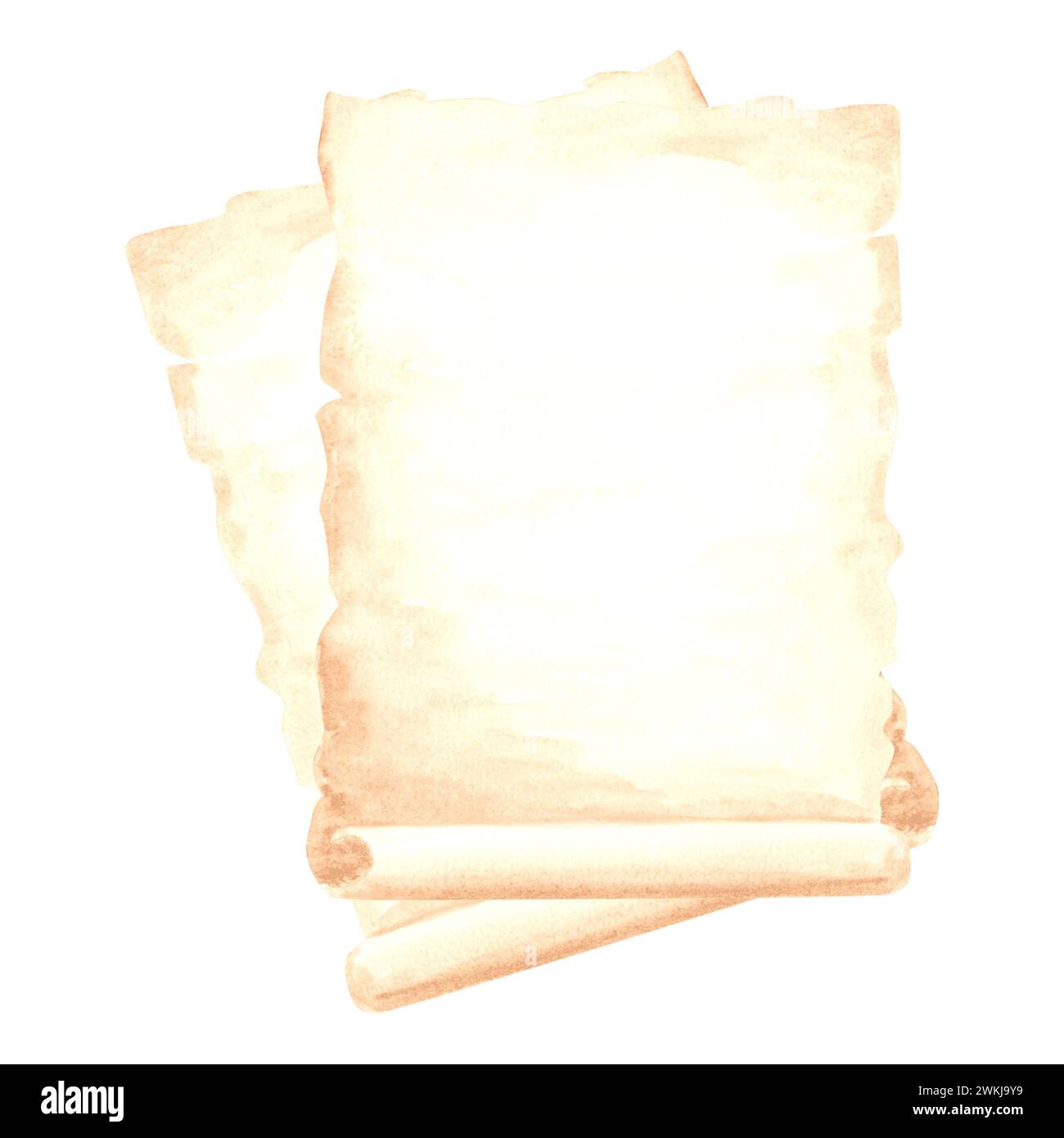 Watercolor retro parchment sheets of paper. Template illustration old ...