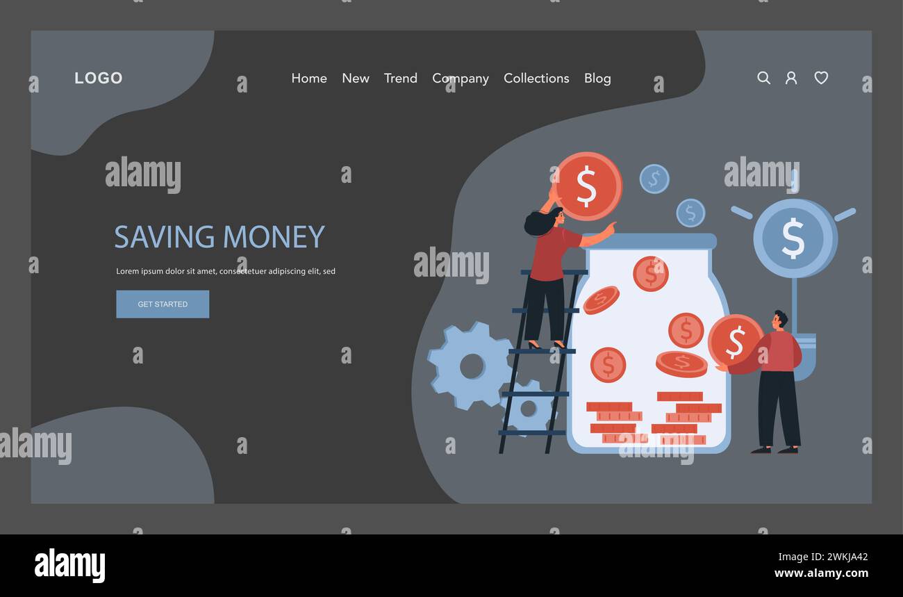 Financial planning web banner or landing page dark or night mode ...