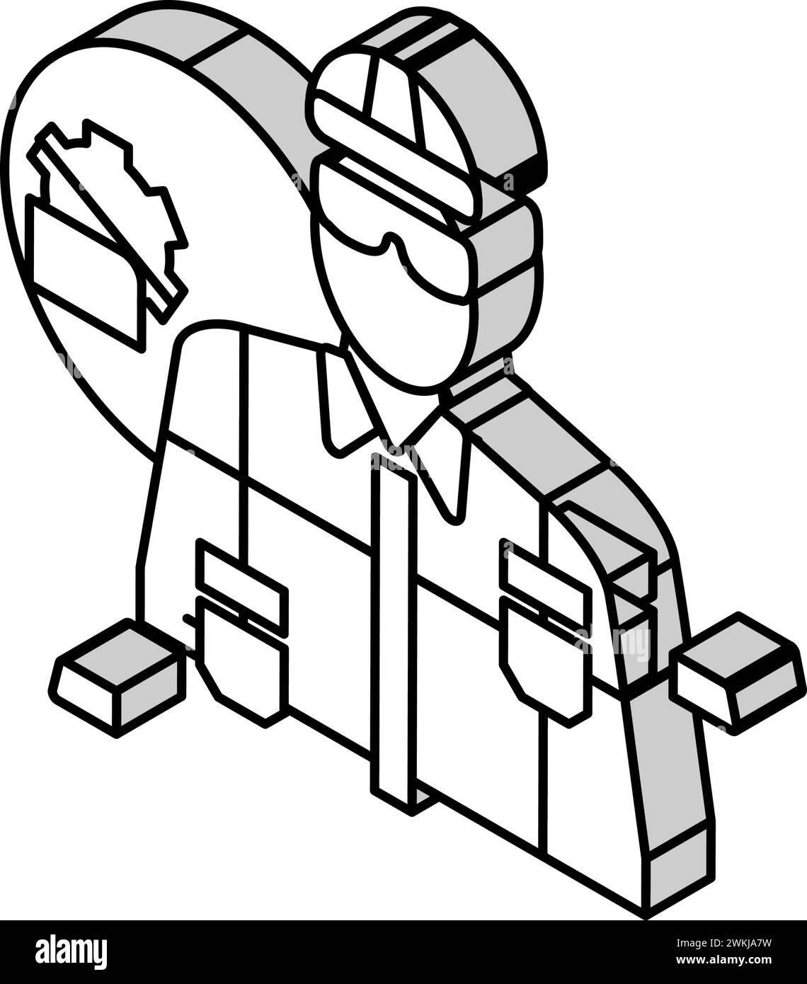 industrial mechanic repair worker isometric icon vector illustration ...