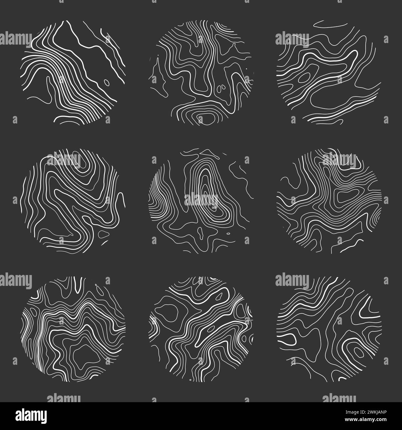 Topographic map with contour lines. Geographic terrain grid, relief ...
