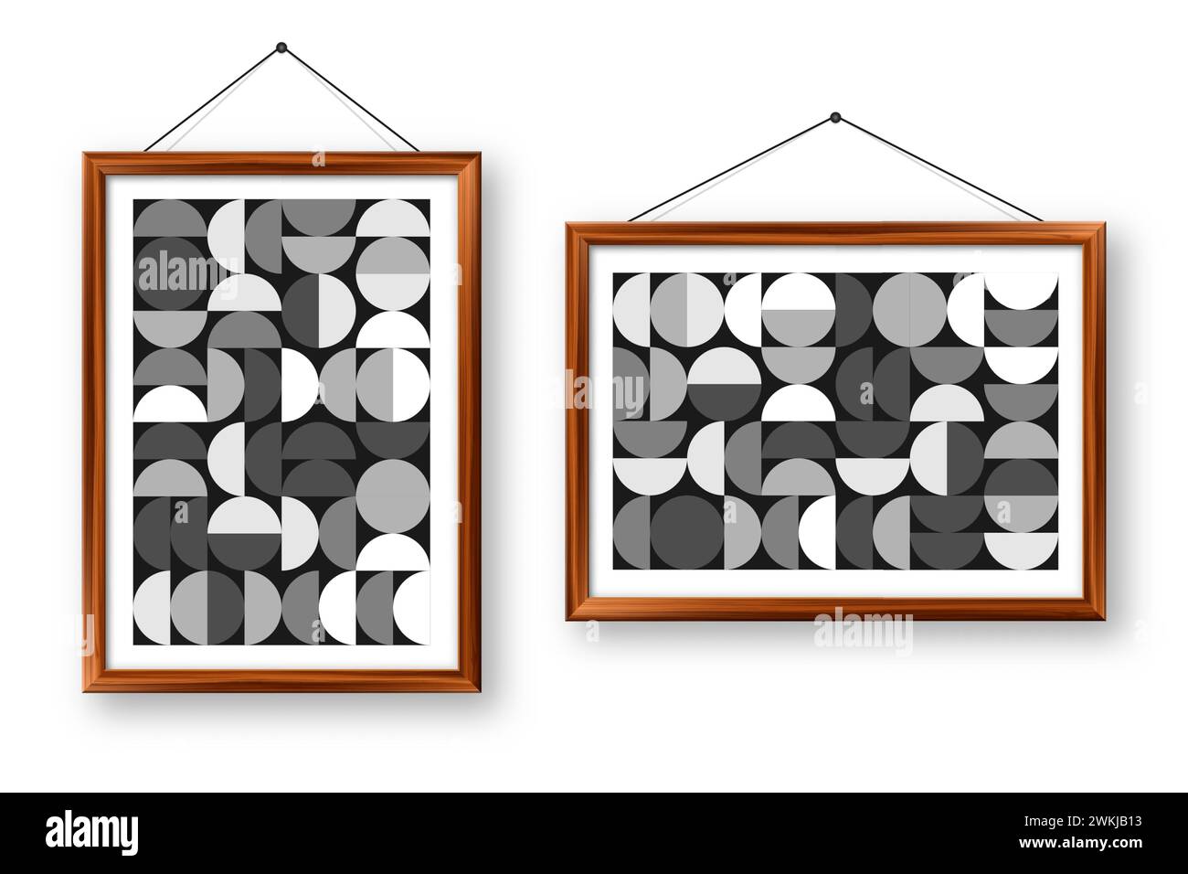 Picture frame with geometric trendy pattern. Modern background, simple ...