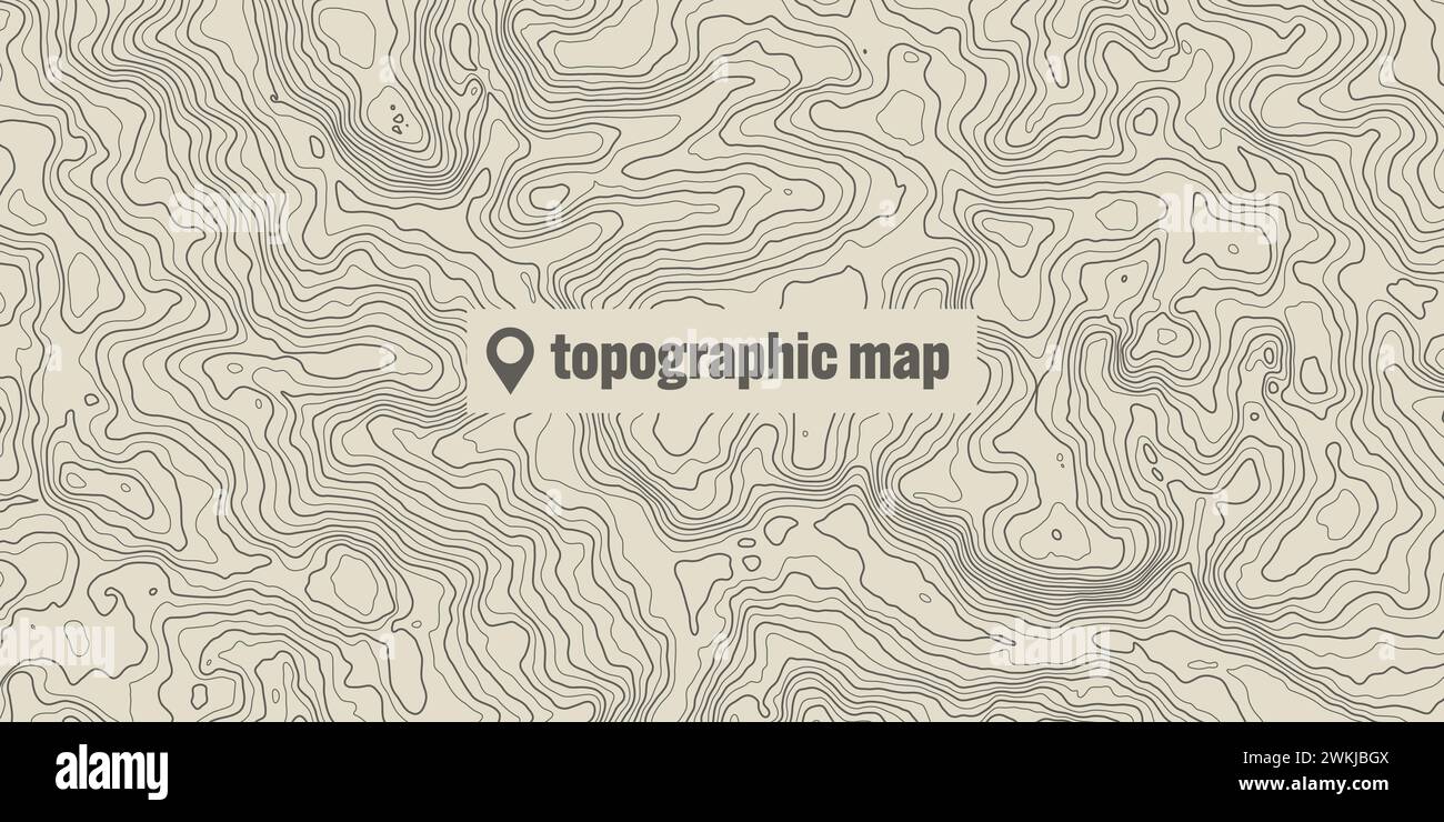 Topographic map with contour lines. Geographic terrain grid, relief height elevation. Ground ...