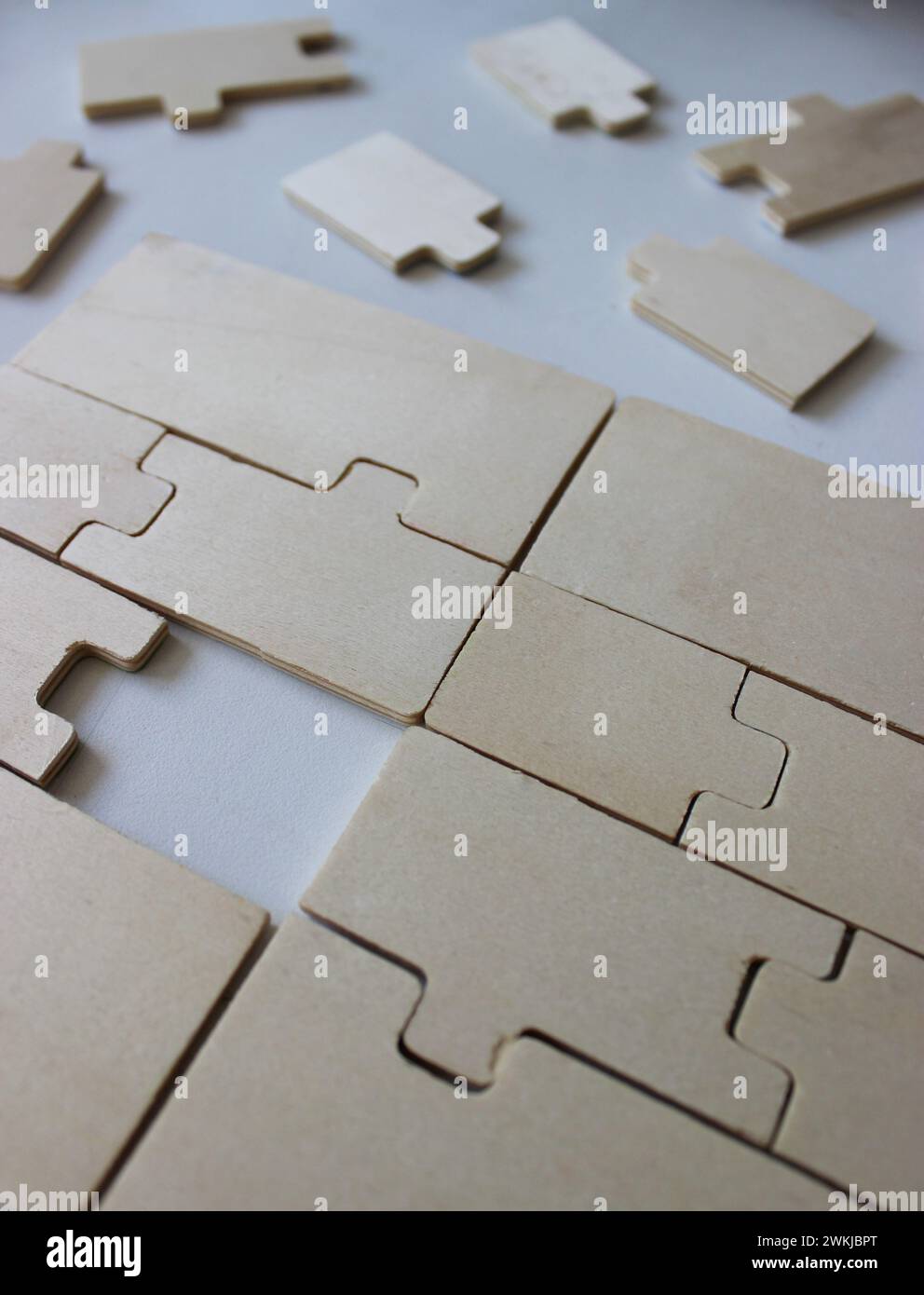 One missing piece in a rectangle assembled from wooden puzzles Stock ...