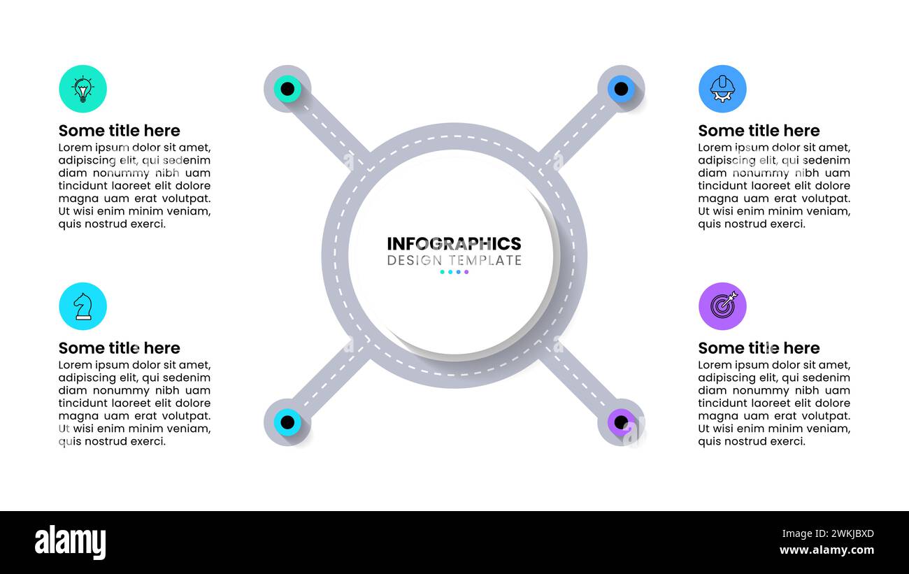 Infographic template with icons and 4 options or steps. Road. Can be ...