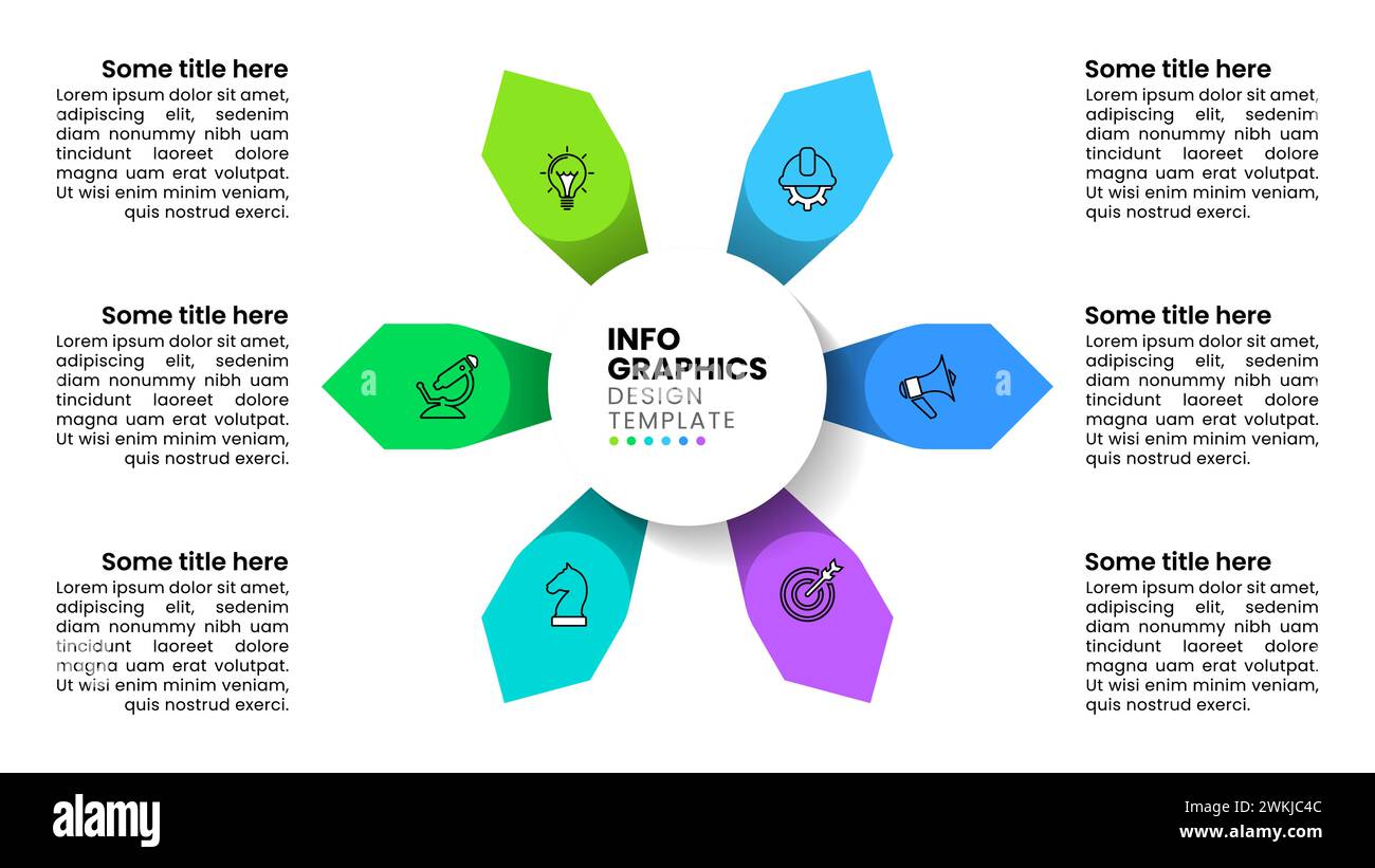 Infographic template with icons and 6 options or steps. Arrows. Can be ...