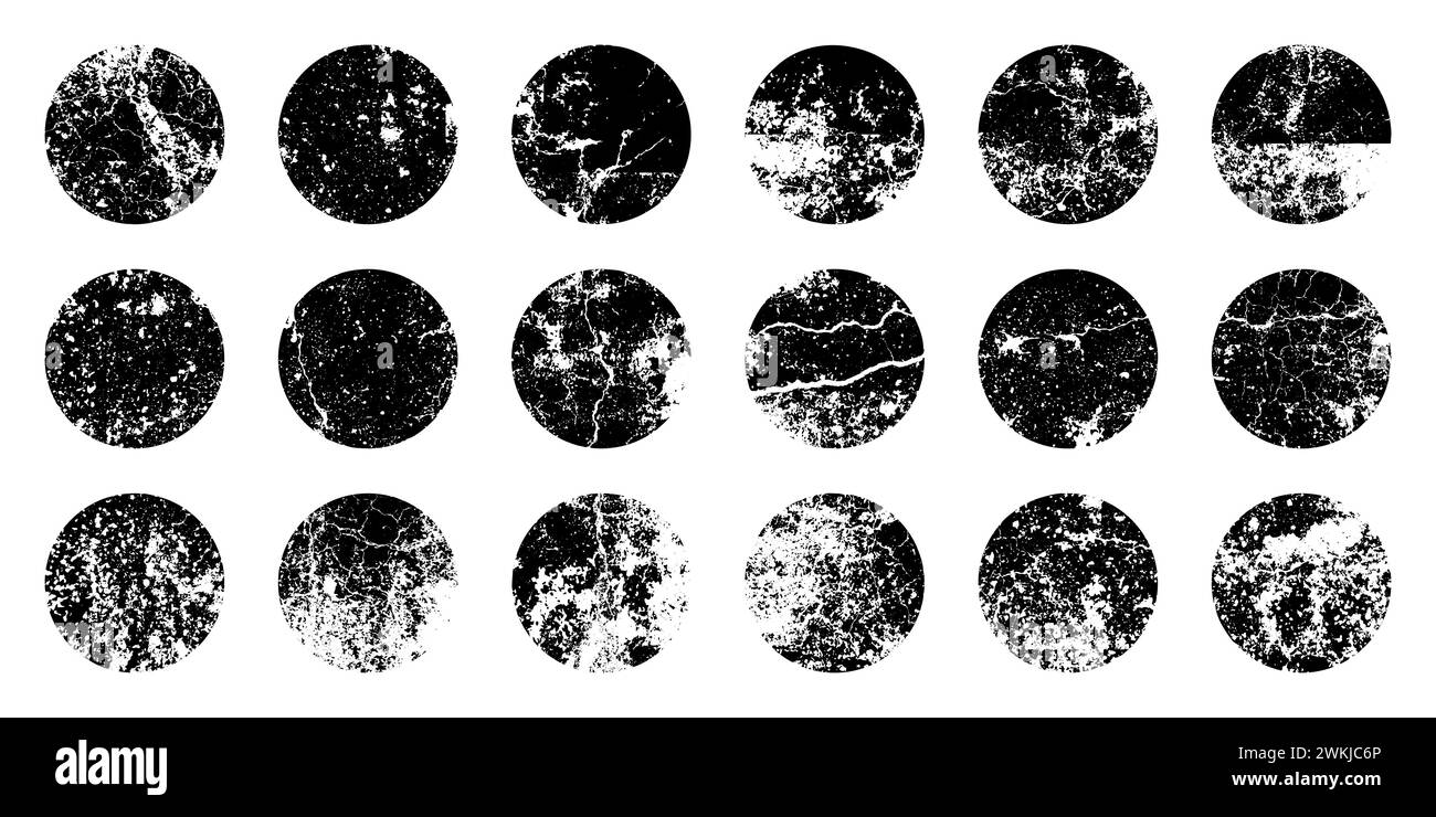 Grunge circles with stains and scratches. Circle brush stroke, round ...
