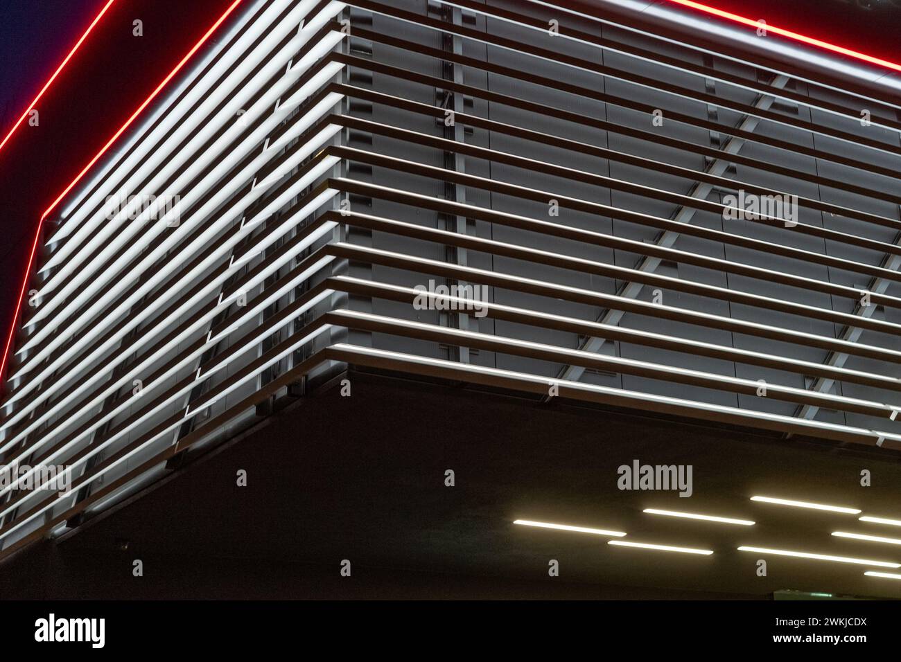 night illumination of a facade of a modern commercial building Stock ...