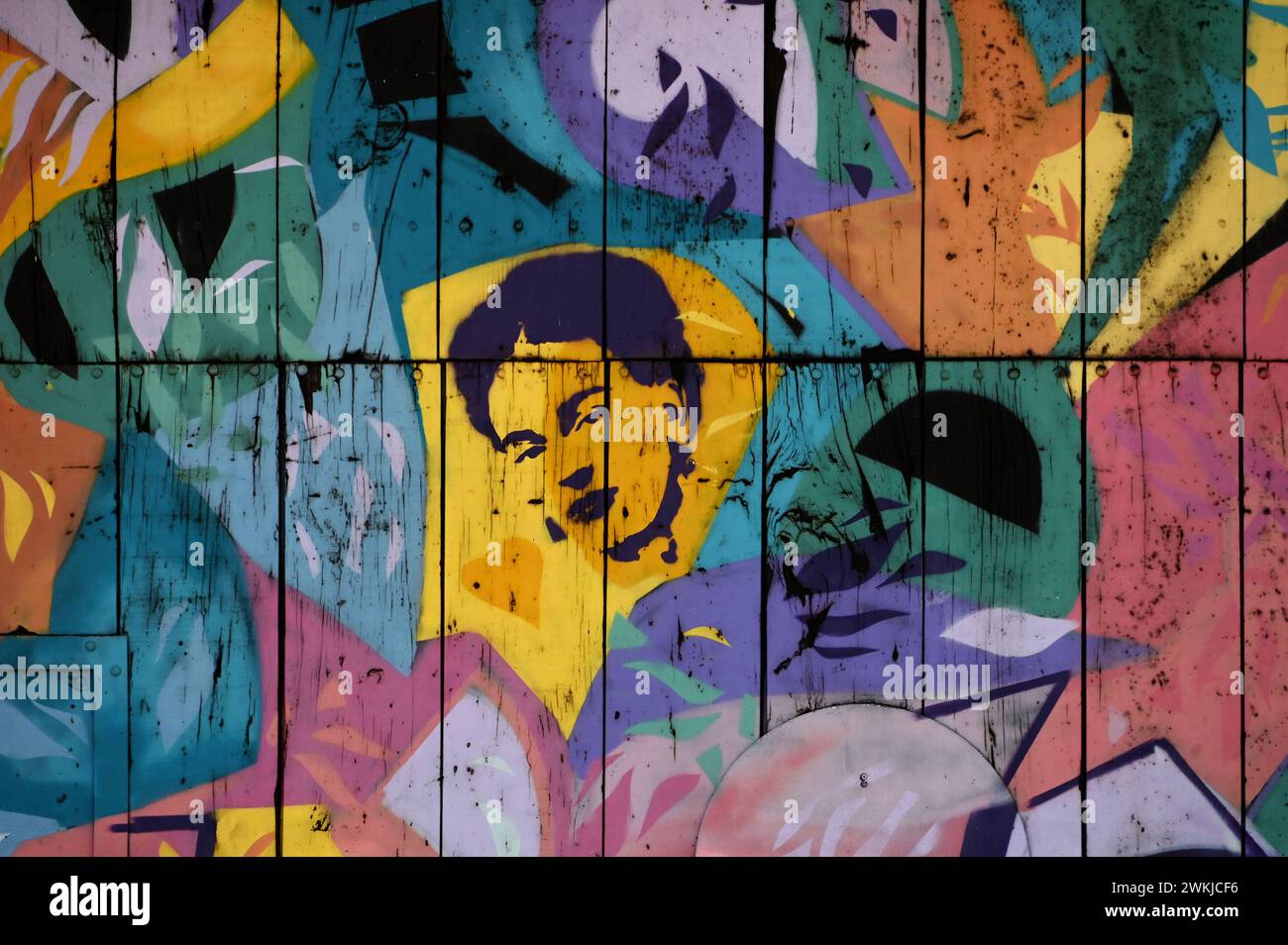Frida Kahlo Portrait auf einer bunten Bretterwand, Coyoacan, Mexiko ...