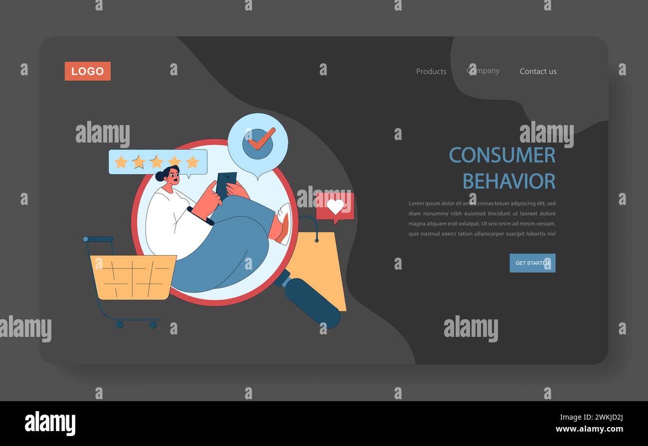 Consumer behavior dark or night mode web, landing. Purchase journey ...