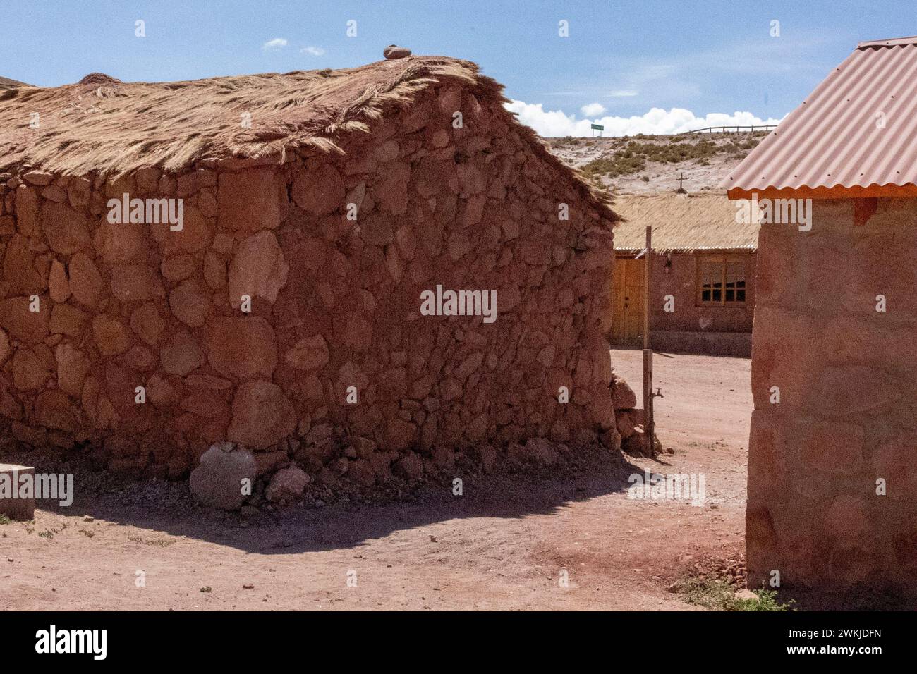 Remote Village in Atacama Desert, Chile South America. Dirt sand roads ...