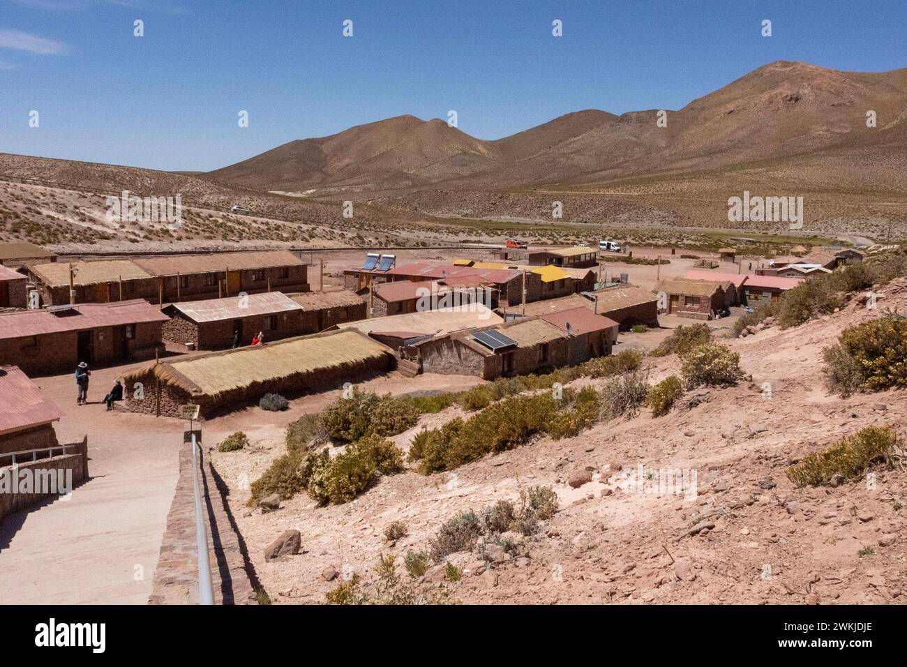 Remote Village in Atacama Desert, Chile South America. Dirt sand roads ...