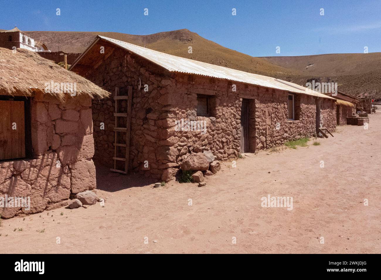 Remote Village in Atacama Desert, Chile South America. Dirt sand roads ...