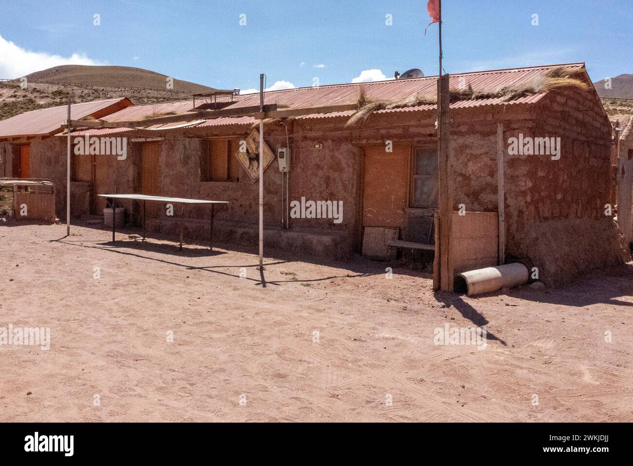 Remote Village in Atacama Desert, Chile South America. Dirt sand roads ...
