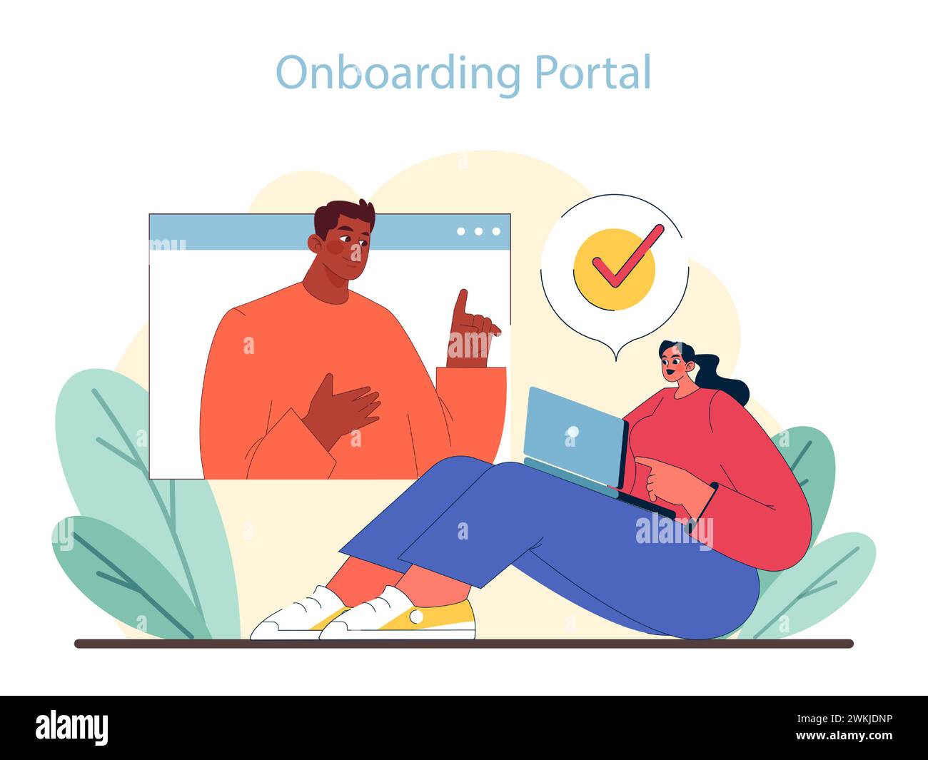 Onboarding Portal concept. Virtual guidance for new hires with ...