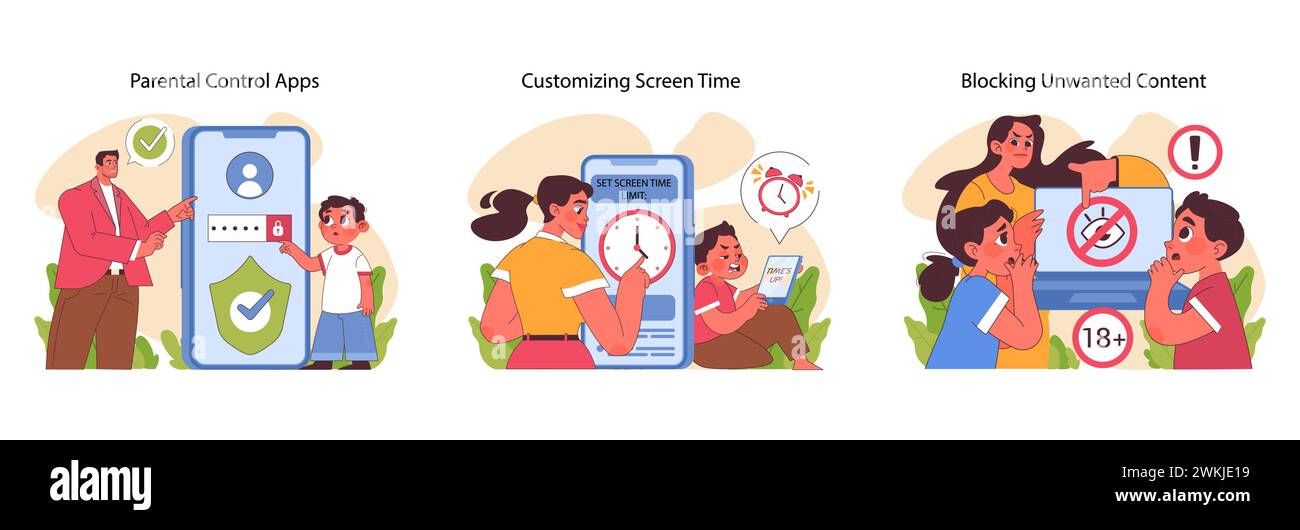 Family screen time management Stock Vector Images - Alamy