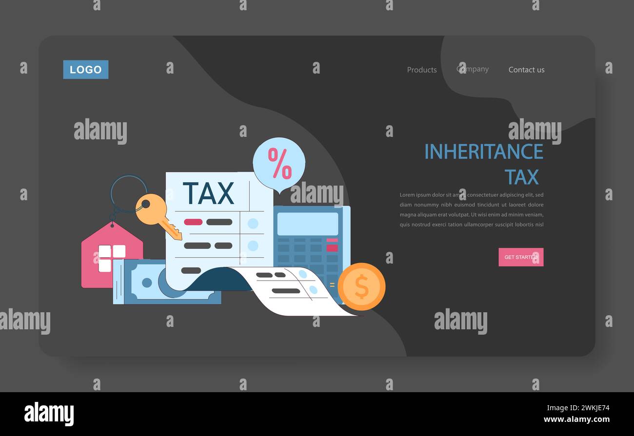 Inheritance tax dark or night mode web, landing. An illustration ...
