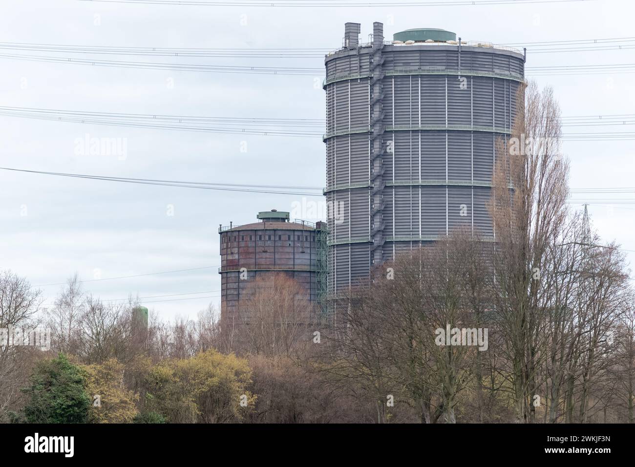 large gasometers in an industrial landscape Stock Photo - Alamy