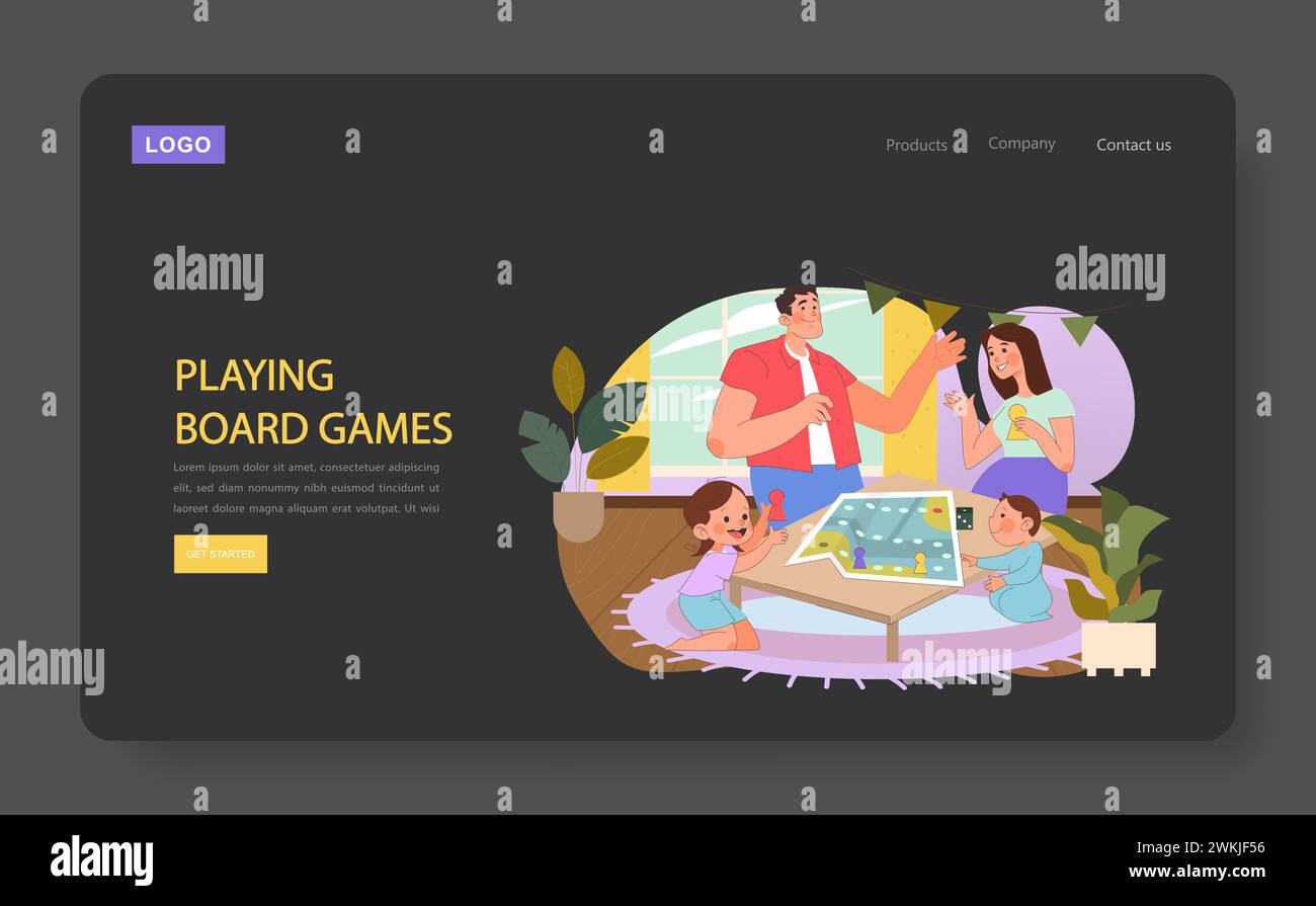 Family Hobbies concept. Cheerful interaction with board games ...