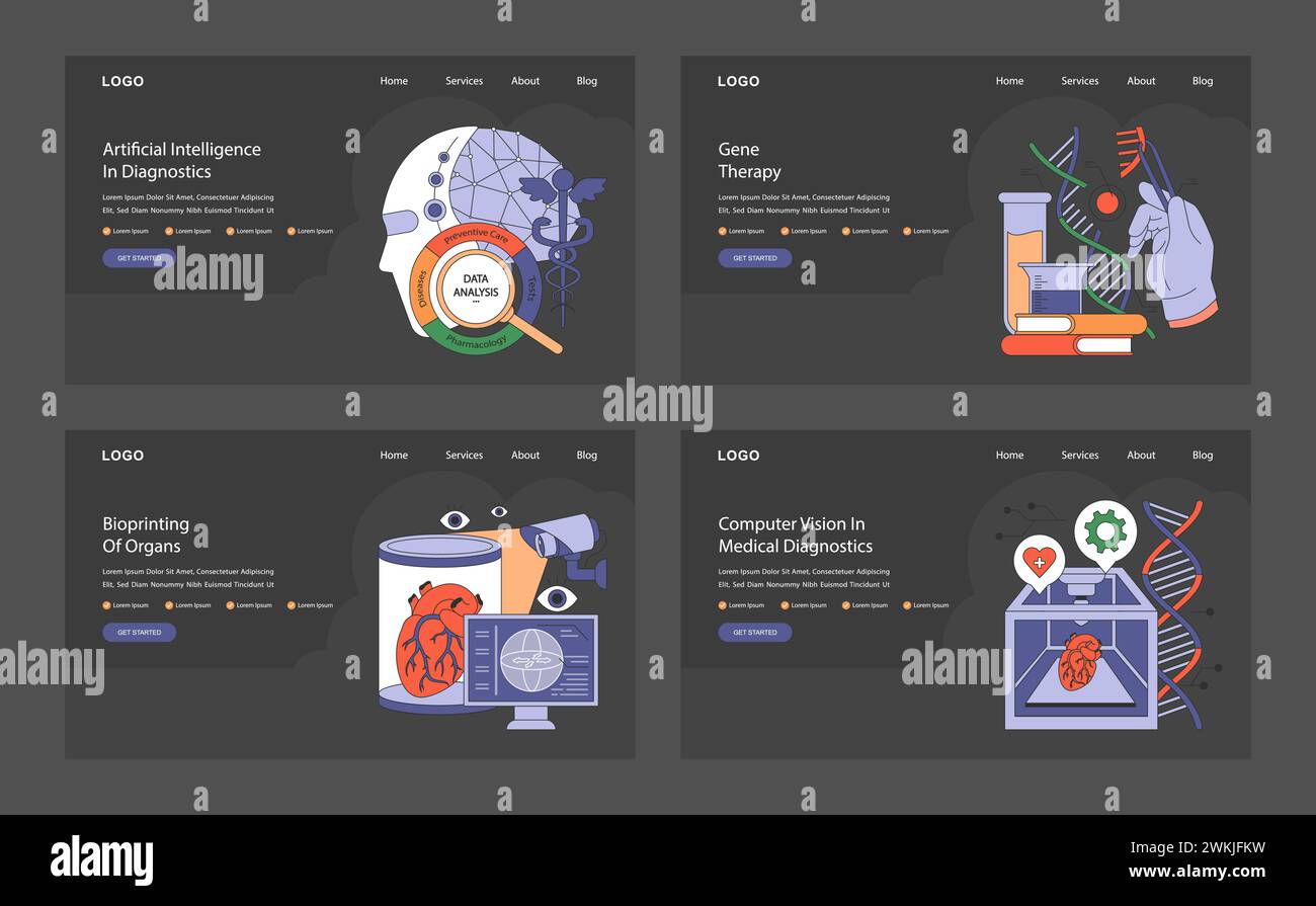 Futuristic Healthcare Technology set. Features artificial intelligence ...