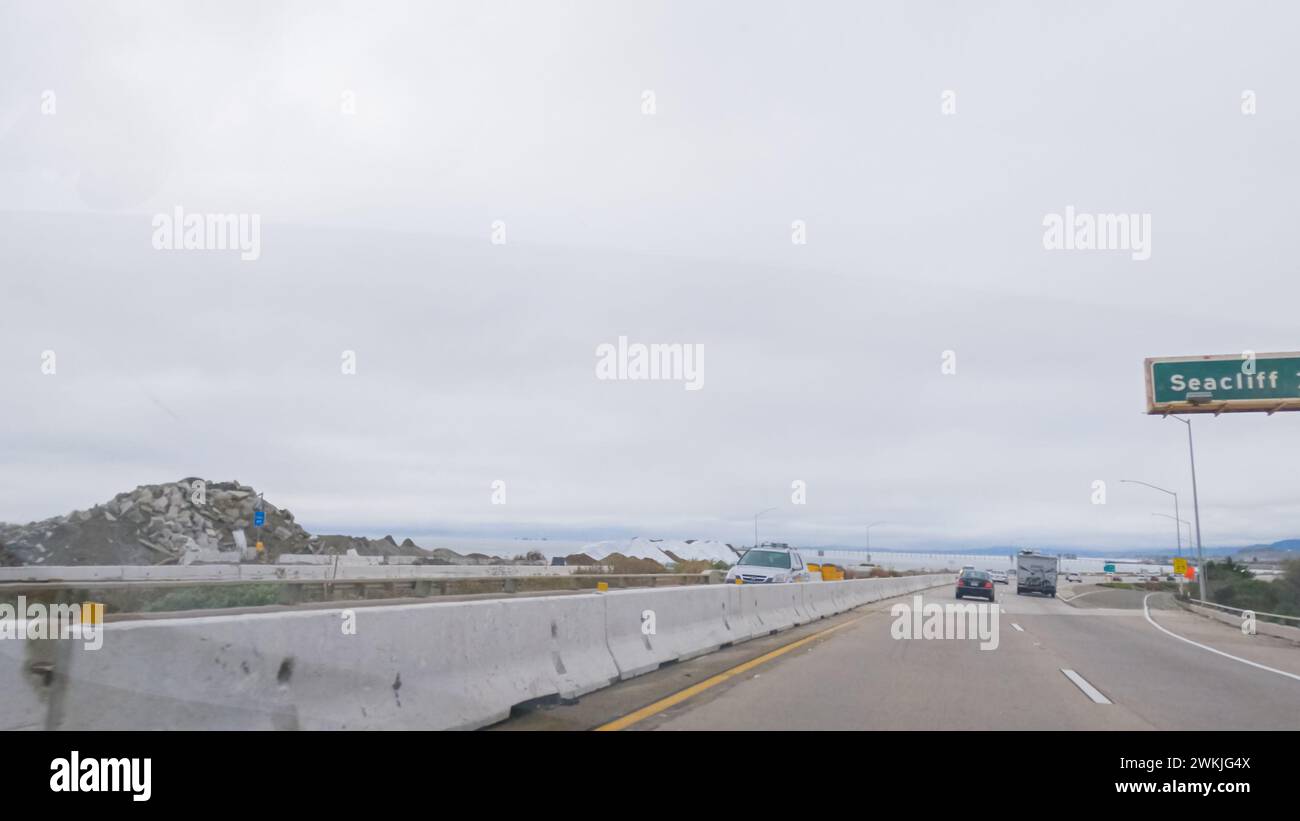 Gloomy Winter Drive by Rincon Beach, Highway 101 Stock Photo - Alamy