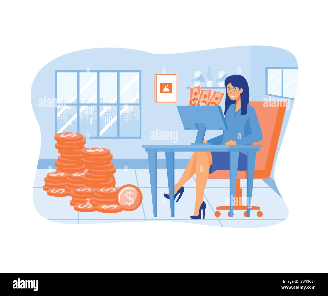 Salary Payment concept. Payroll money, financial wage calculation, job ...