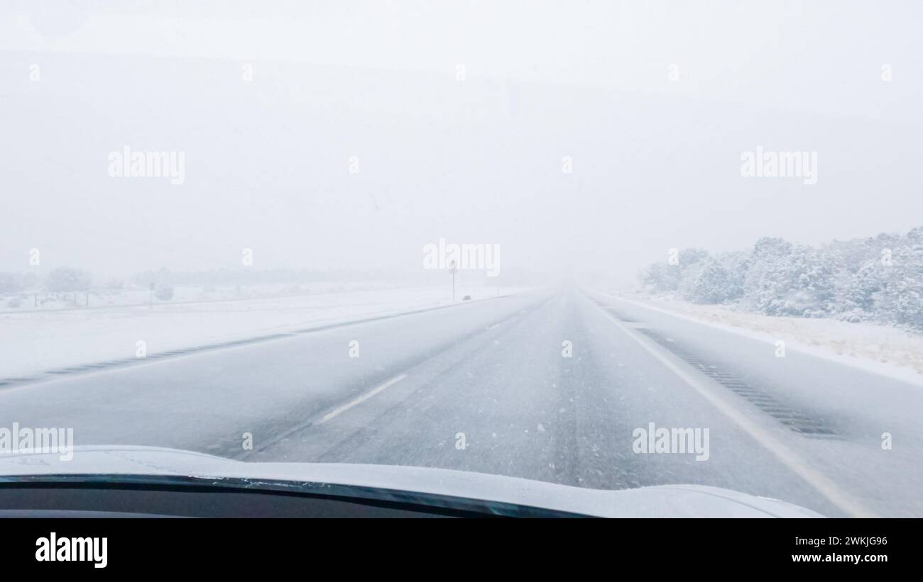 Braving a Winter Storm Driving Through Western Colorado Stock Photo - Alamy