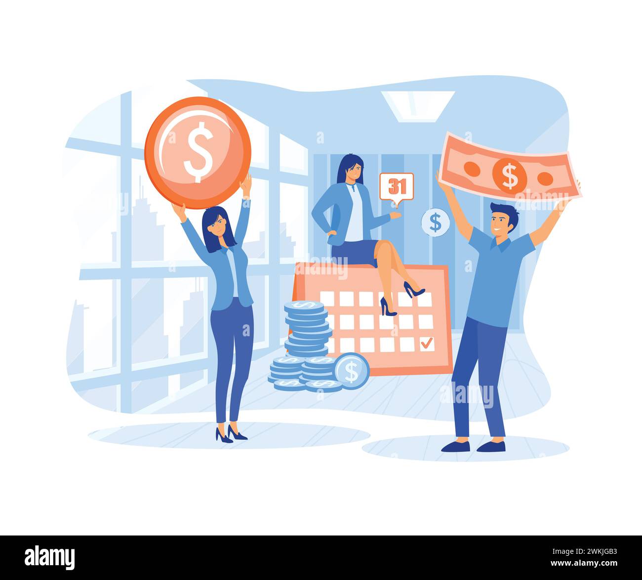 Salary Payment Concept, Showing a group of people celebrating salary ...