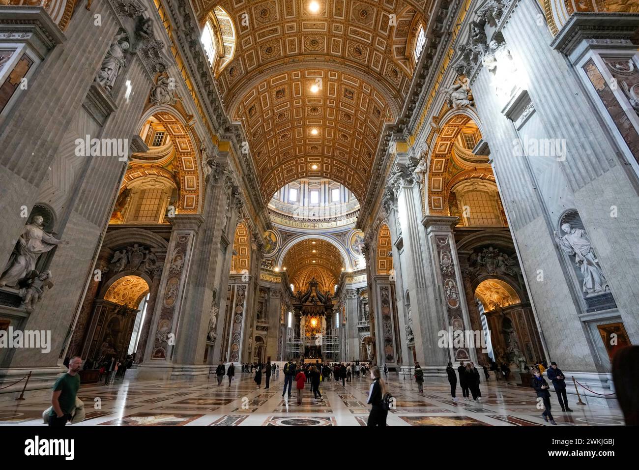 The scaffolding surrounded 17th century, 95ft-tall bronze canopy by ...