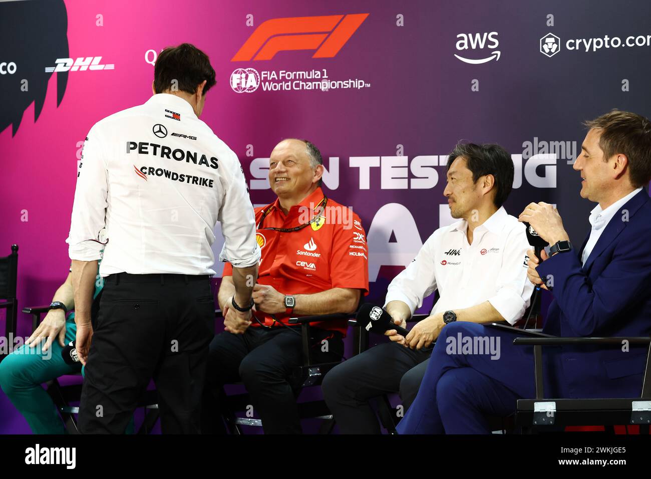 Sakhir, Bahrain. 21st Feb, 2024. (L to R): Toto Wolff (GER) Mercedes ...