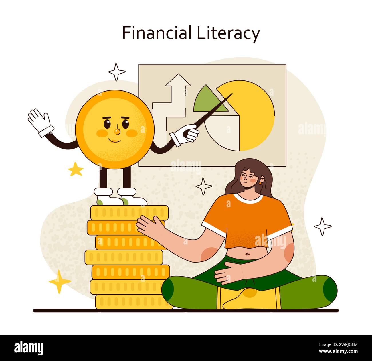 Financial Literacy concept. Grasping money management with savings and ...
