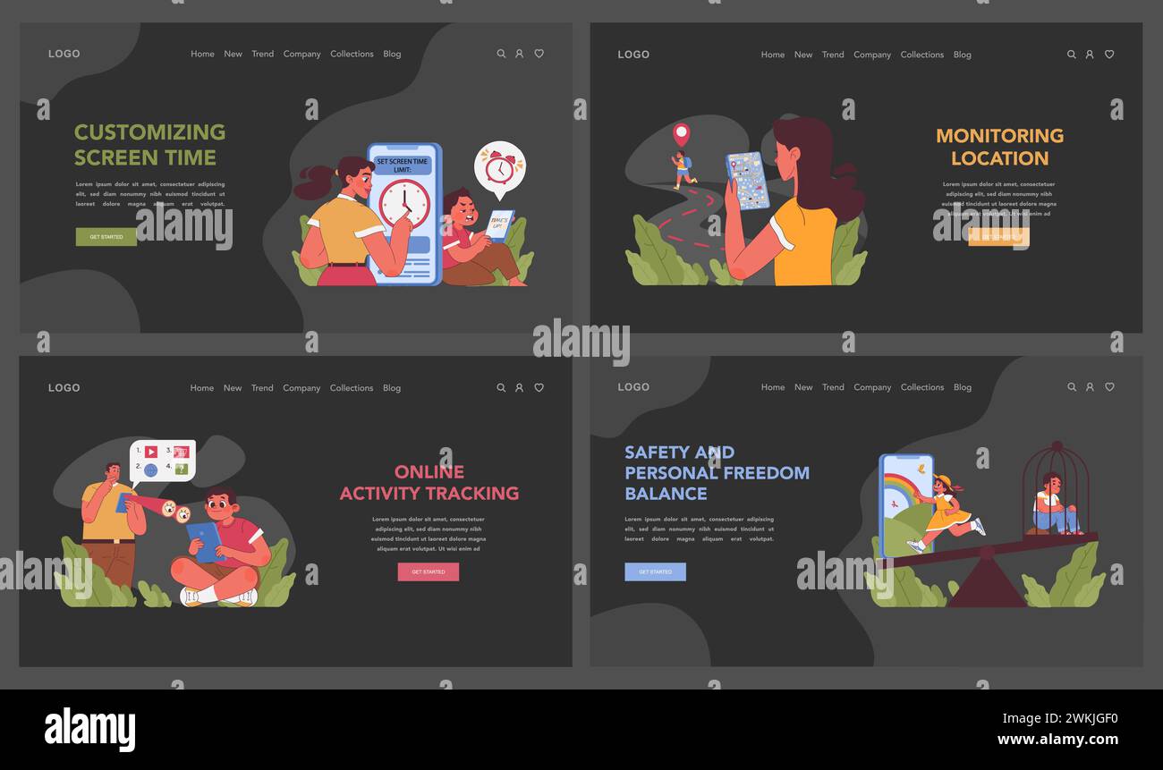 Parental control set. Managing child safety online with diverse ...