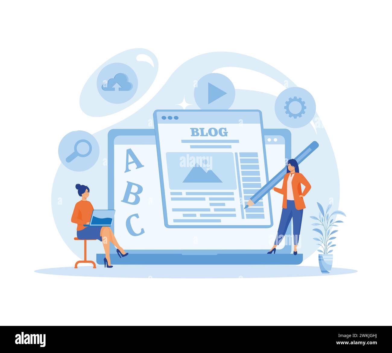 Content writer. The concept of creating blog articles with human ...