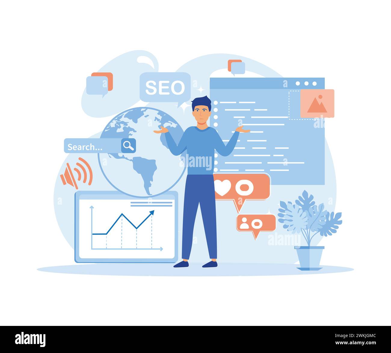 Search engine optimization ideas for blog promotion. flat vector modern ...