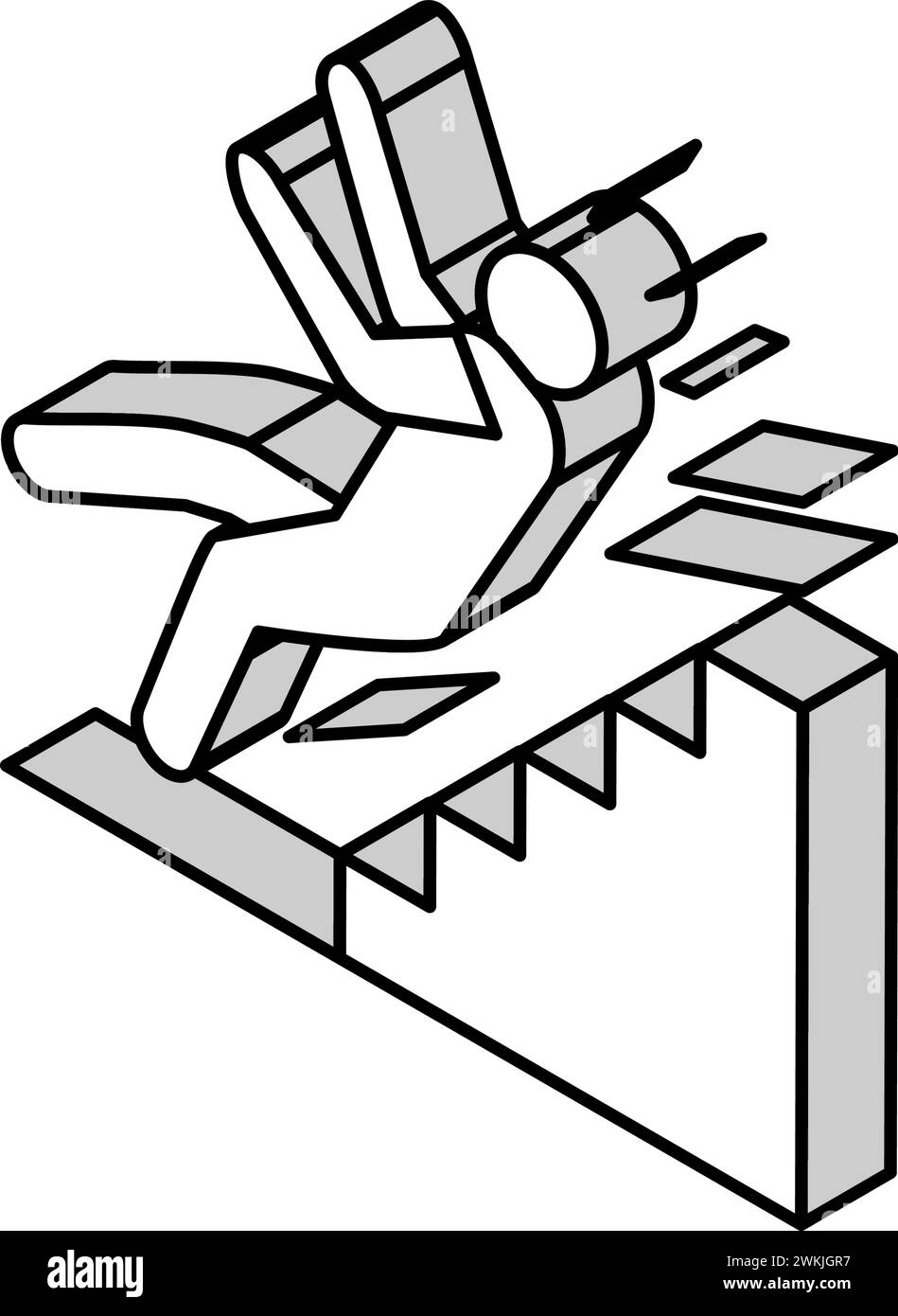 steps fall man accident isometric icon vector illustration Stock Vector ...