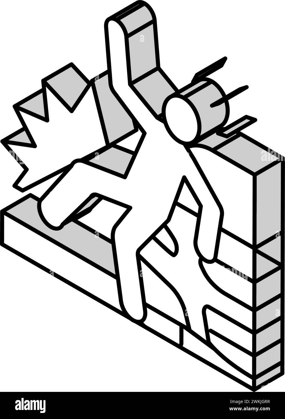 machine hit man accident isometric icon vector illustration Stock ...